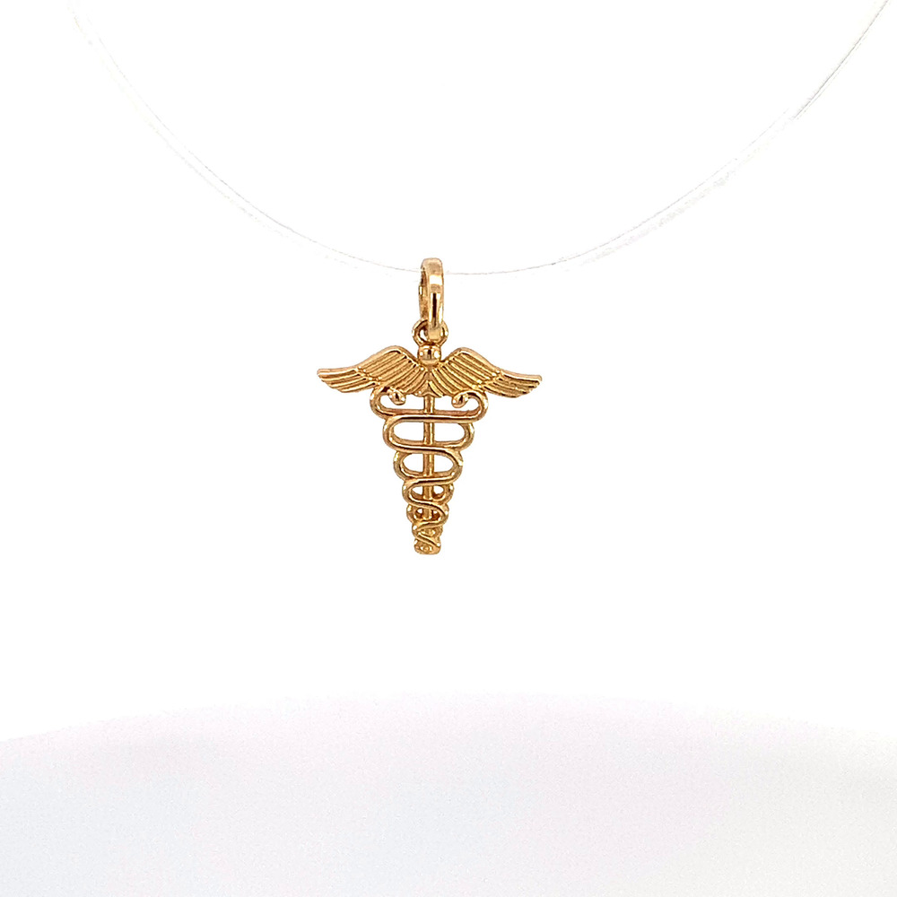 14kt Yellow Gold Symbol Caduceus Pendant/Charm | Silver Spring Jewelers
